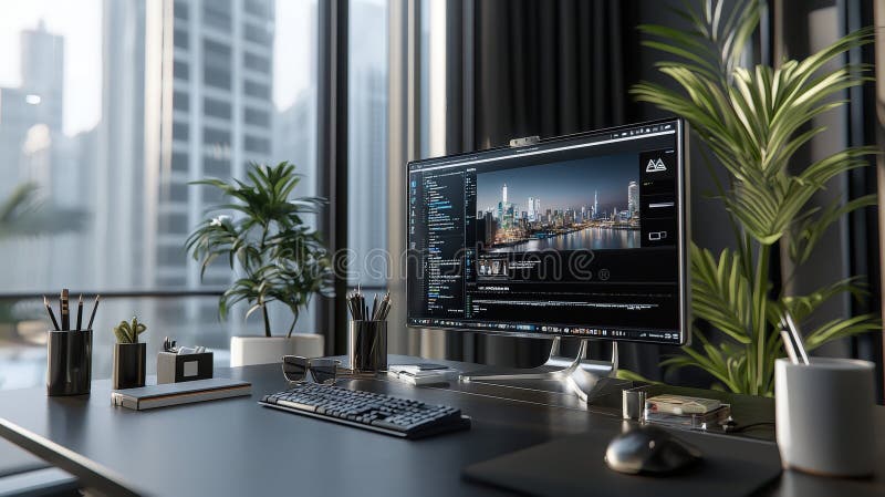 Creative Workstation Setup Modern Office Environment in Daylight ...