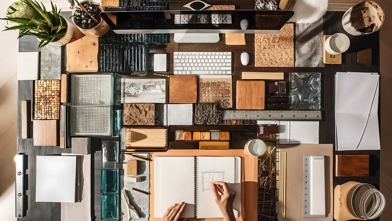 Creative Worktable with Design Materials: a Visual Blend of Art and ...