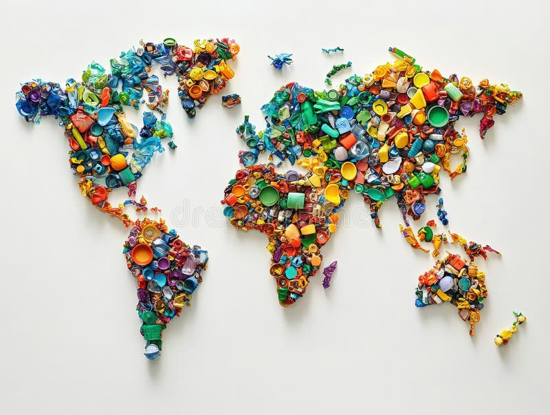 A Creative World Map Composed of Plastic Bottle Caps, with a Variety of ...