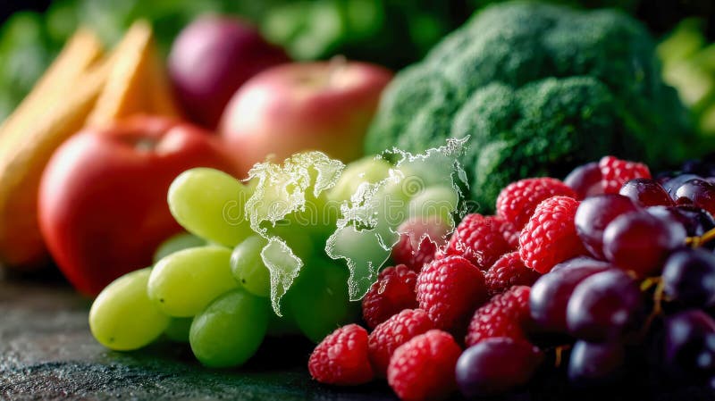 Creative World Map Design Made from Colorful Fruits and Vegetables Stock Photo - Image of ...