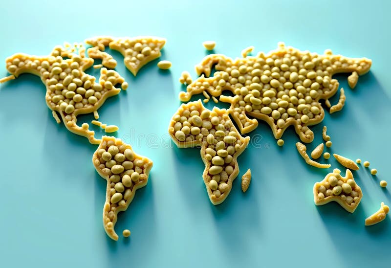 Creative World Map Made from Vibrant Pasta Shapes and Small Peas on a ...