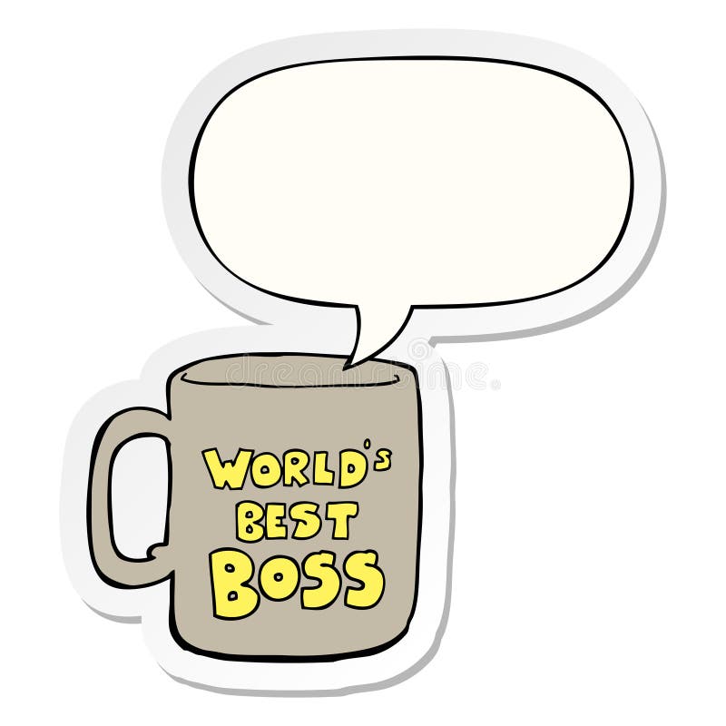 A Creative Worlds Best Boss Mug and Speech Bubble Sticker Stock Vector ...
