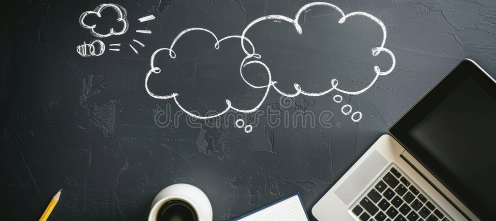 Creative Writer S Desk with Inspirational Thought Bubbles for Plot and ...