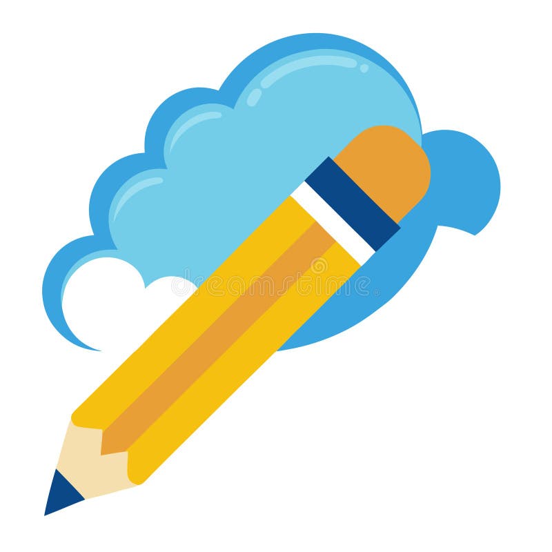 Creative Writing with Cloud and Pencil: Vector Illustration for Content ...