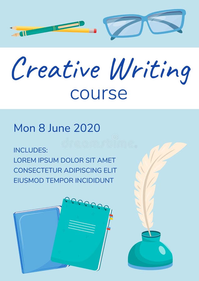 Creative Writing Course Poster Flat Vector Template Stock Vector ...