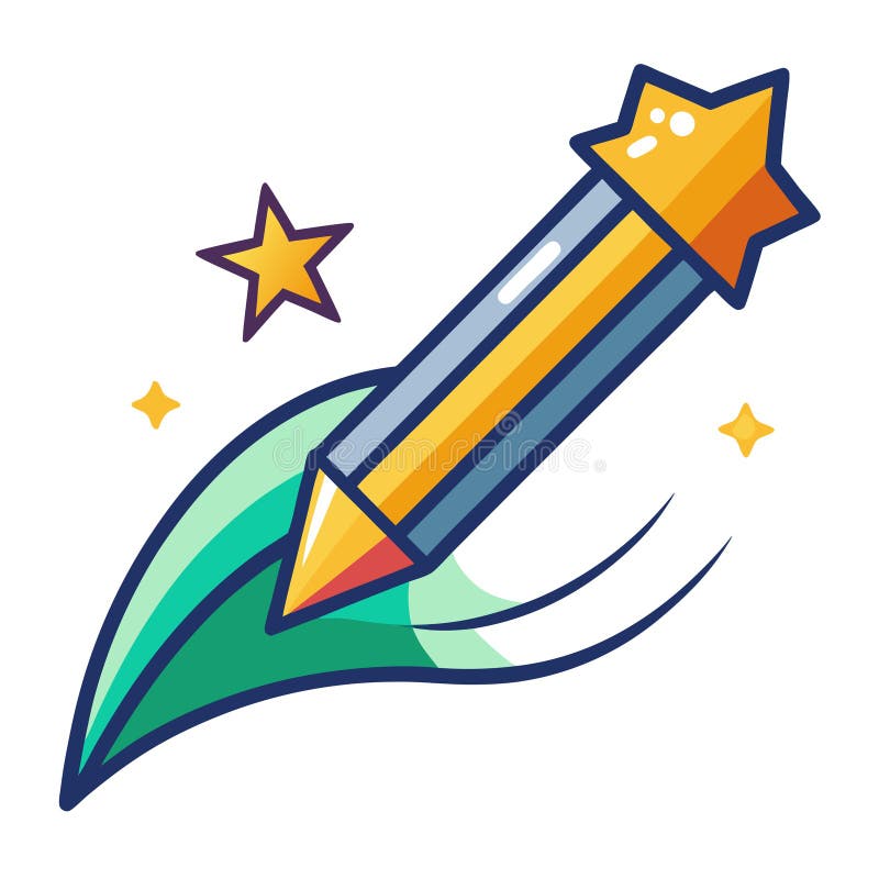 Creative Writing Idea: Pencil Rocket with Star, Innovation and ...