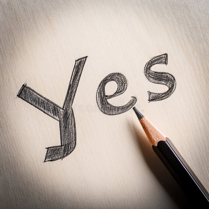 Creative Writing Process Captured with a Pencil Sketching the Word Yes ...
