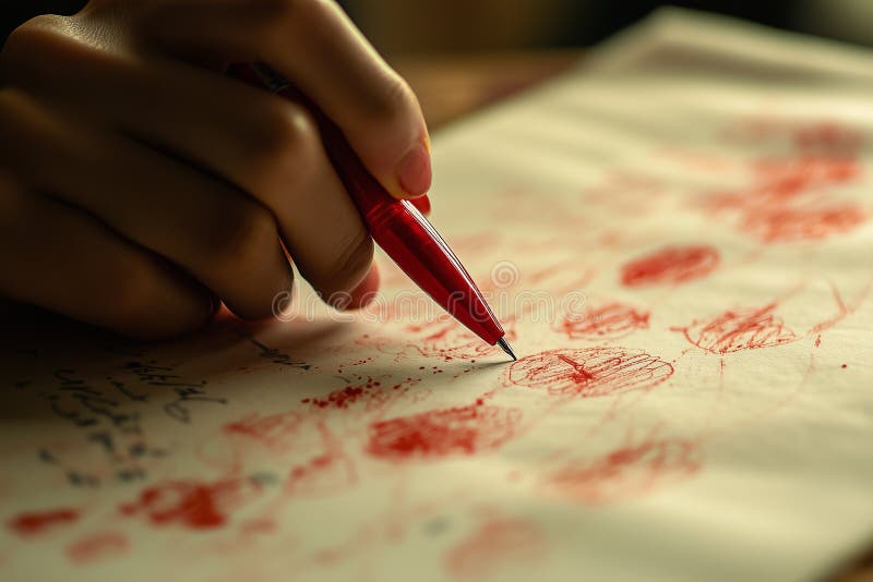 Creative Writing Process with Red Pen Stock Illustration - Illustration ...