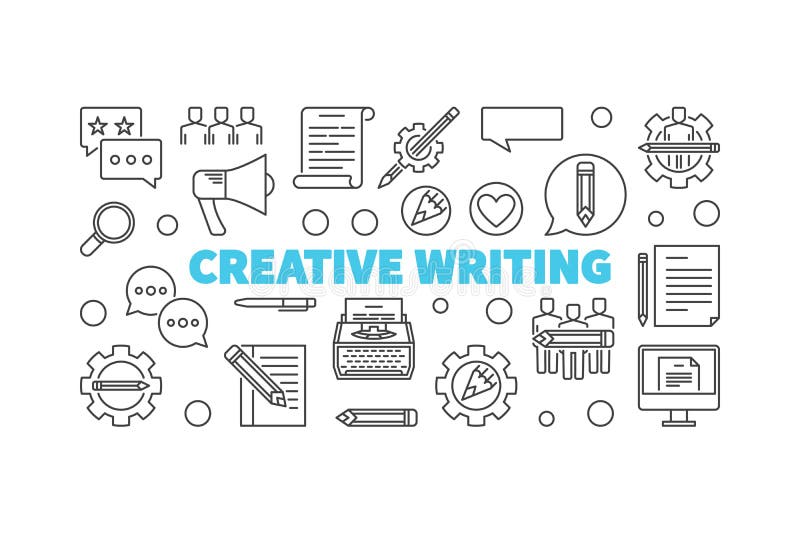 Creative Writing Vector Line Minimal Horizontal Banner Stock Vector ...