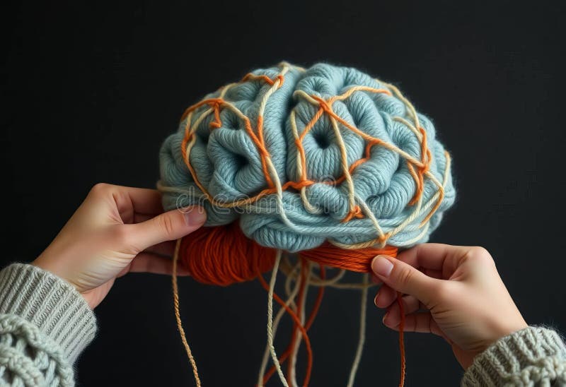 Creative Yarn Brain Art Piece Stock Illustration - Illustration of ...