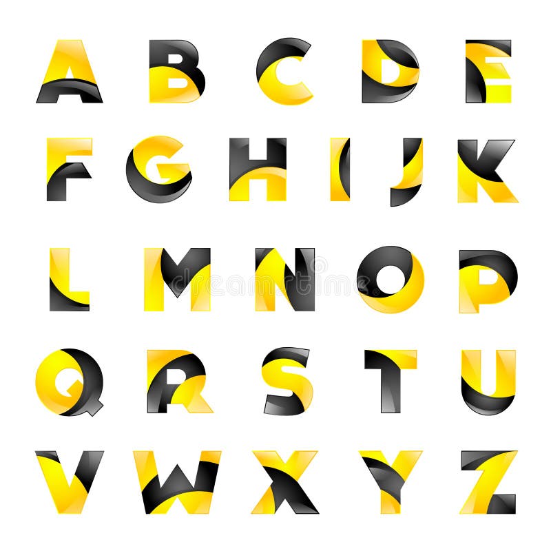 Creative Yellow and Black Font for Your Stock Vector - Illustration of ...