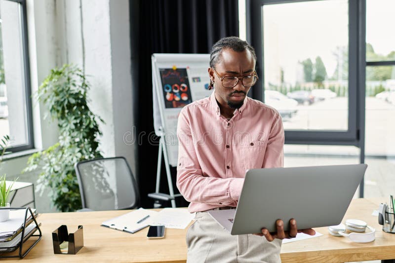 Creative Young Entrepreneur Working Remotely in Stock Photo - Image of ...