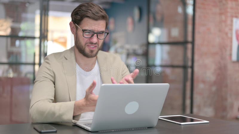 Young Man with Laptop Having Loss, Failure Stock Photo - Image of risk ...
