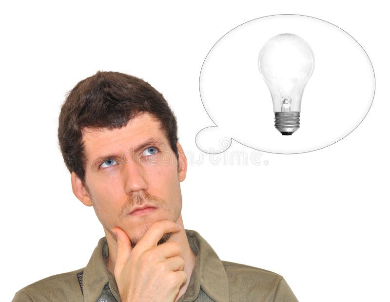 Creative Young Man Thinking of a Bright Idea Stock Photo - Image of ...