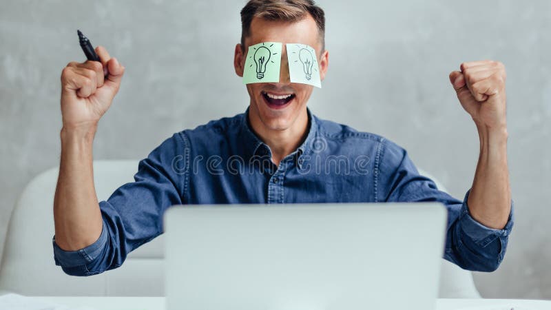 Creative Young Man Thinking about a Good Idea. Stock Photo - Image of ...