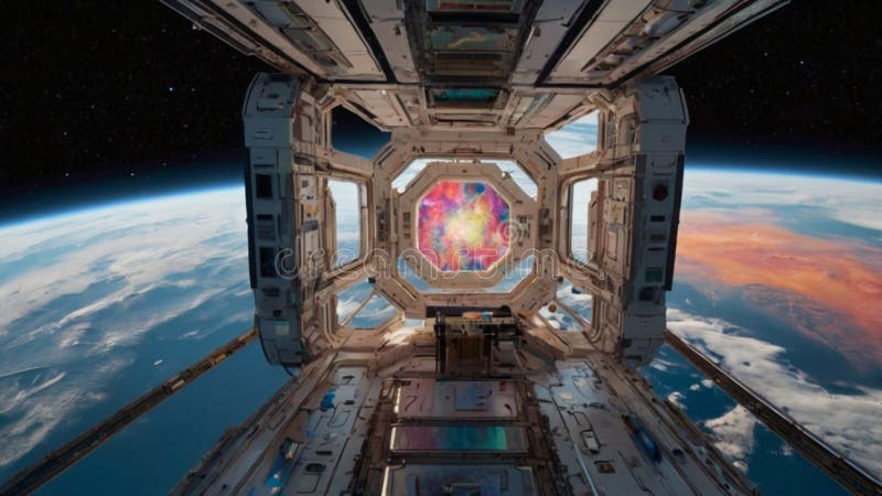 A Creative Zero-gravity Art Studio Aboard a Space Station, Where Floating Paint Globules Create ...