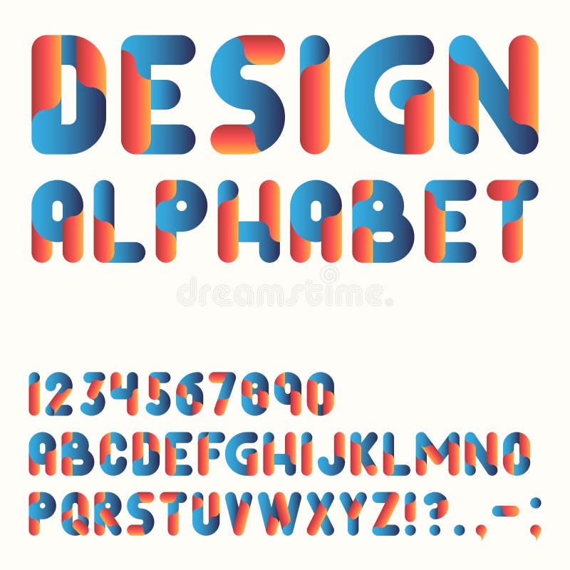 Creative Font with Bright Gradients. Collection of Letters, Numbers and ...
