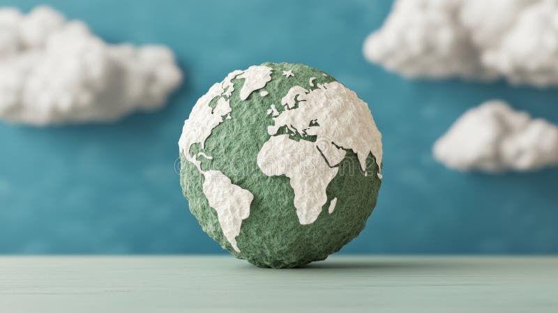 A Creatively Crafted Globe of the Earth with a Textured Surface and ...
