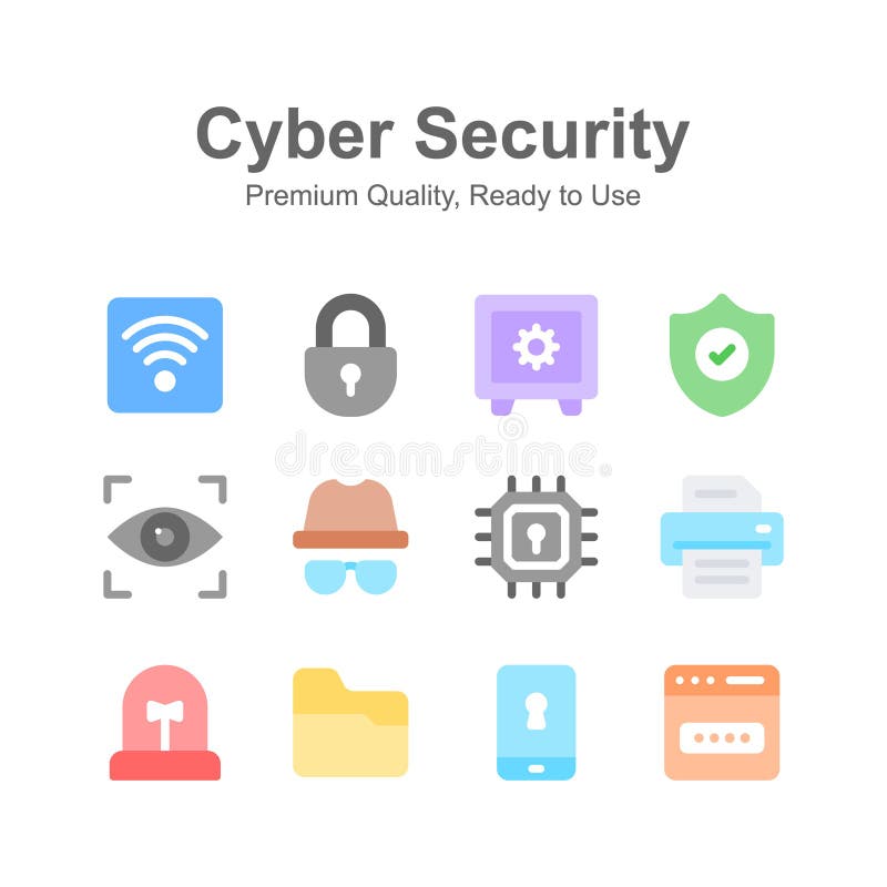 Security Siren, Protection and Security Vector Icons Set Cyber Computer ...