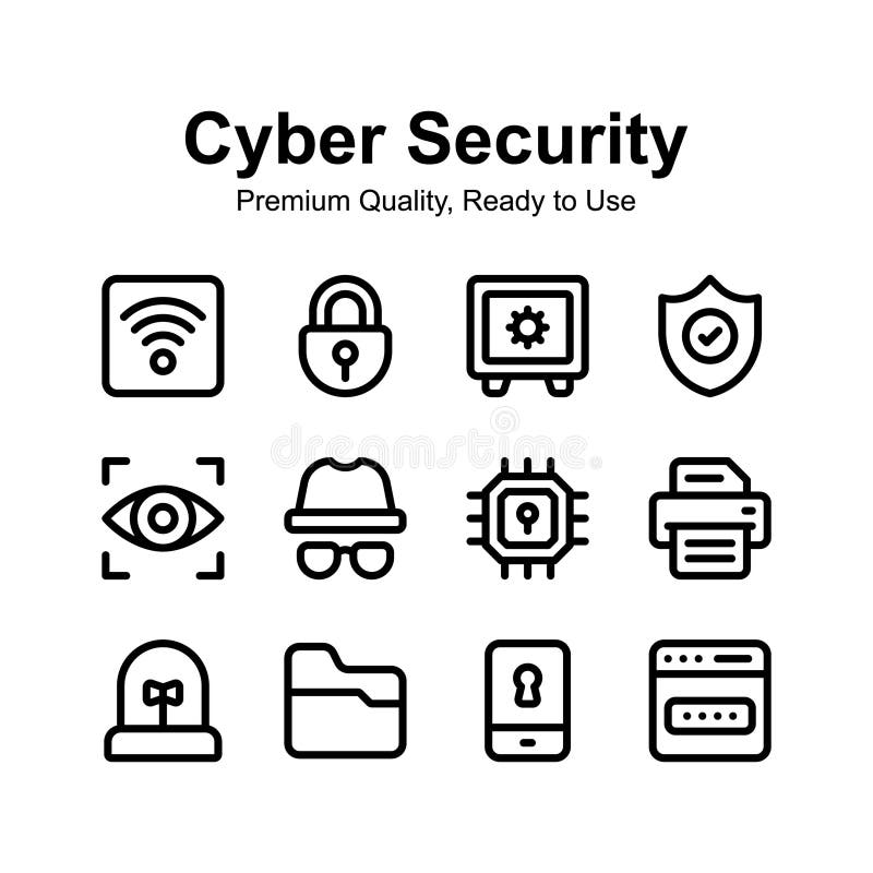 Creatively Designed Cyber Security Icons Isolated on White Background ...