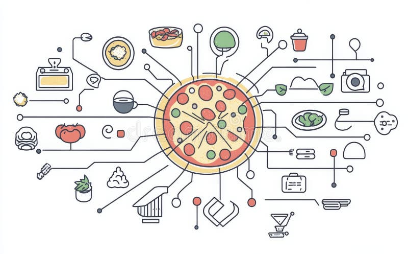 A Creatively Designed Digital Image Displaying a Pizza Surrounded by ...