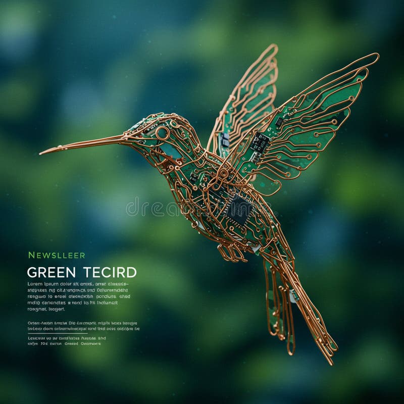 A Creatively Designed Image of a Hummingbird Crafted from Electronic ...