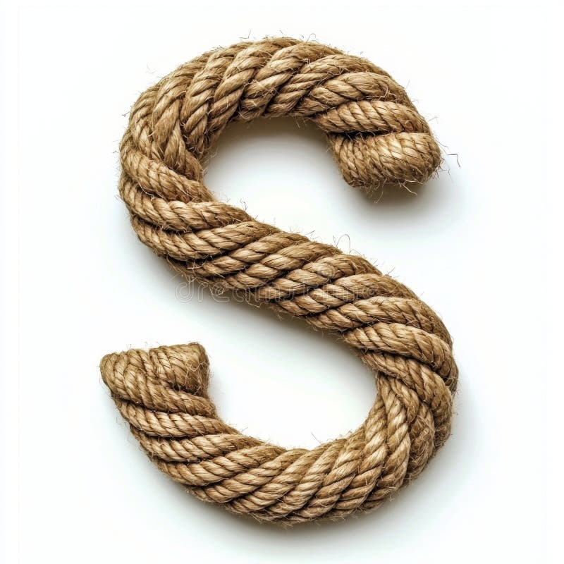 Letter S Crafted from Natural Ropes Rests Against a Clean White ...