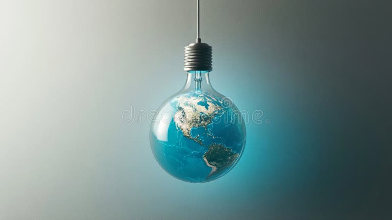 Globe Light Bulb Illuminating Earth Concept for Energy and Innovation ...