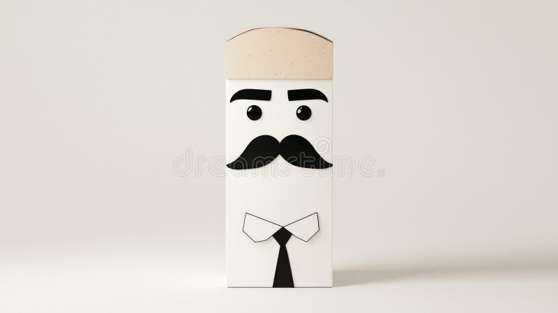 Cartoon Man Face on a Package Minimalist Design Gift Box Mustache ...