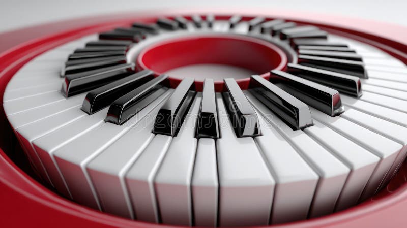 A Creatively Designed Piano with a Circular Shape and Striking Red and ...