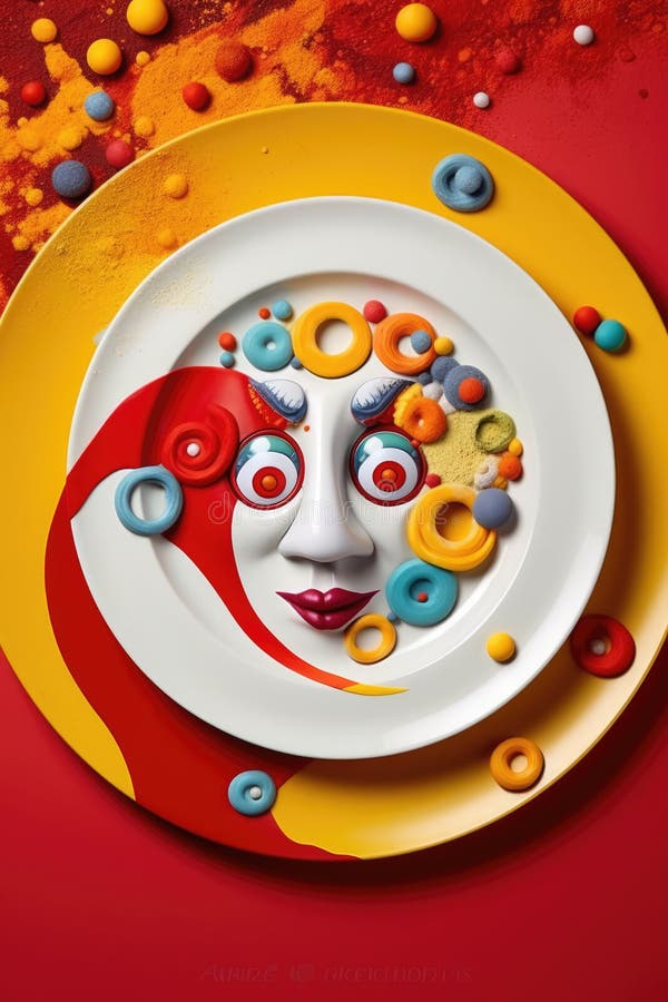 Playful and Creative Artistic Plate Design Stock Illustration ...