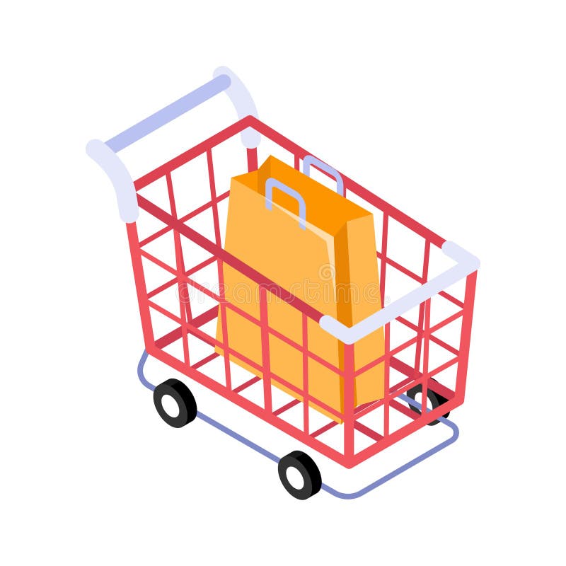 Creatively Designed Shopping Trolley Isometric Vector Stock Vector ...