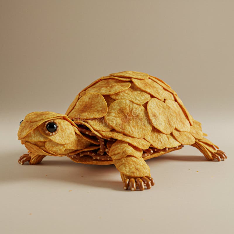 A Creatively Designed Turtle Made from Potato Chips Covering Its Shell ...