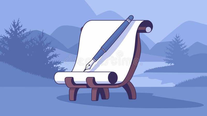 Artistic Scroll with Pen on a Mountain Background Stock Vector ...