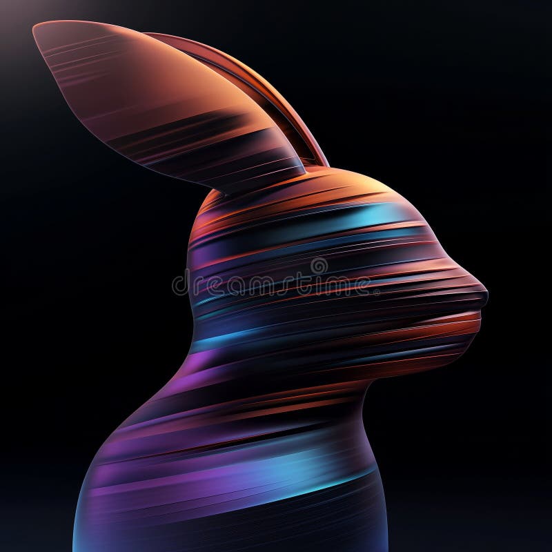 Stylized Rabbit Silhouette with Vibrant, Flowing Colors Against a Dark ...