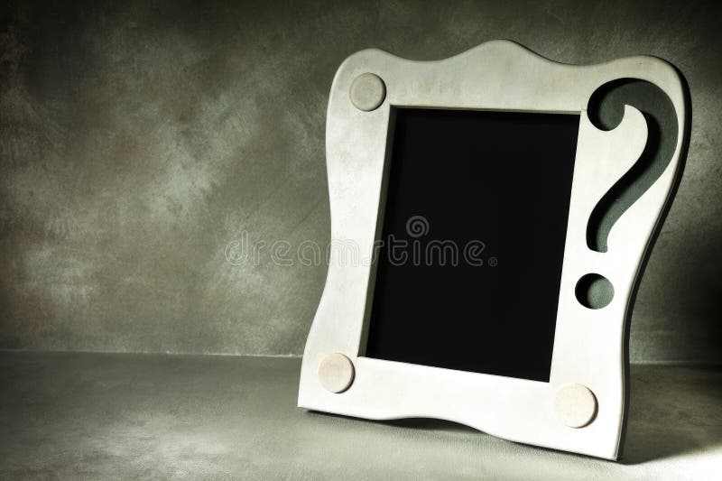 Unique Picture Frame with Question Mark Design on Textured Background ...