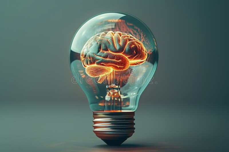 Creative Brain Power Visualized through an Illuminated Bulb, Ai ...