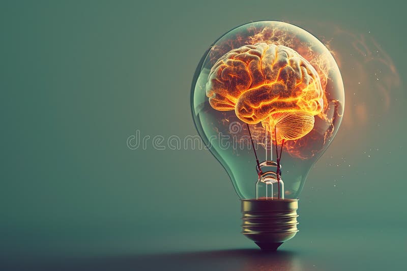 Creative Brain Power Visualized through an Illuminated Bulb, Ai ...