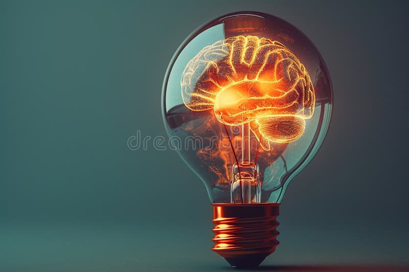 Creative Brain Power Visualized through an Illuminated Bulb, Ai ...
