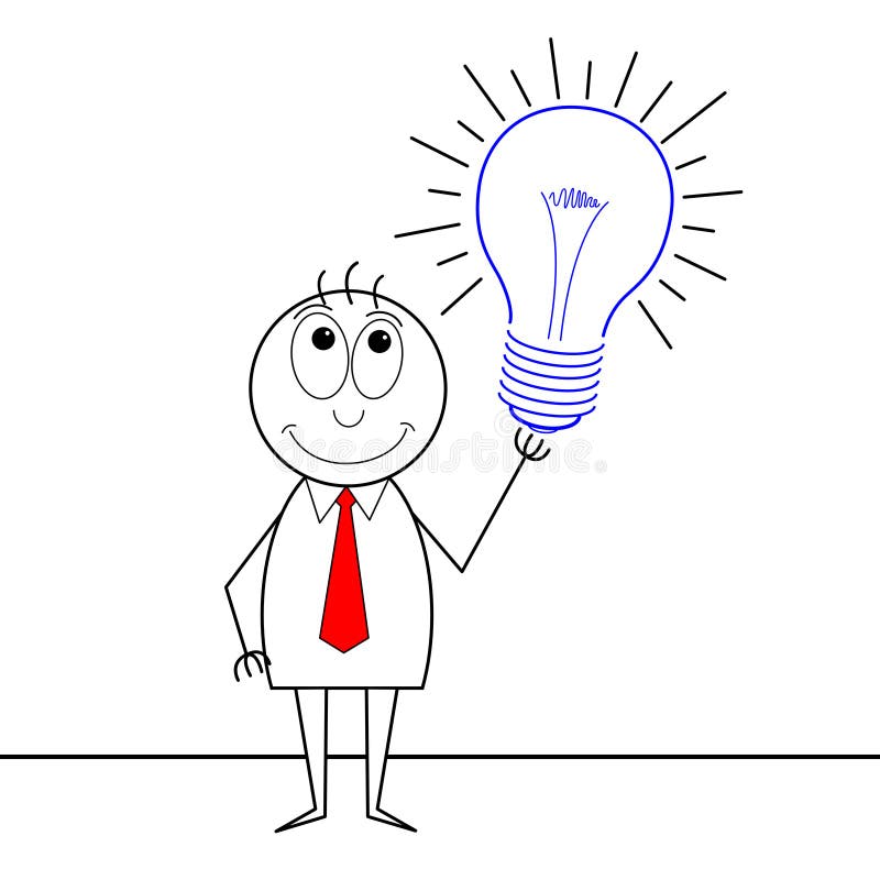 Businessman Cartoon with a Lightbulb - Creativity Concept Stock ...