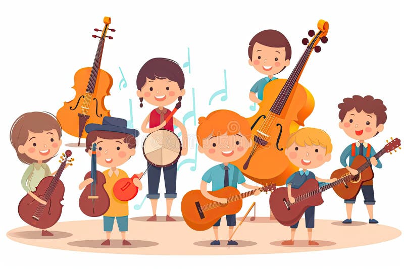 Creativity, Children S Orchestra Gives a Concert Stock Illustration ...