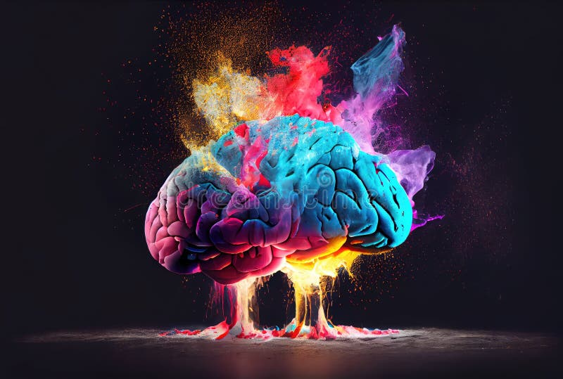 Creativity Colorful Brain Exploding with Powerful Multicolor by Powder ...