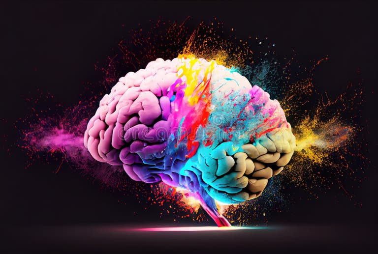Creativity Colorful Brain Exploding with Powerful Multicolor by Powder ...