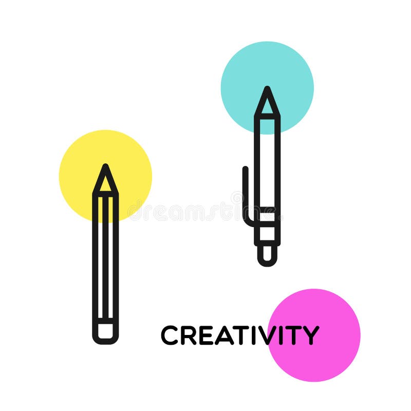 Creativity. Colorful Circles. Outline Icons. Vector Illustration, Flat ...