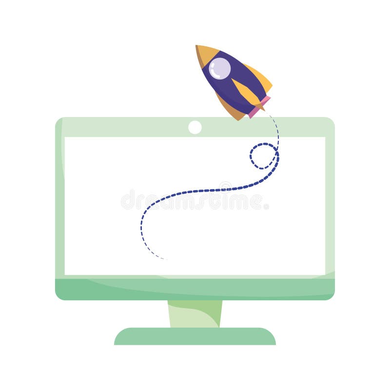 Creativity Computer Monitor Rocket Innovation Isolated Icon Design ...