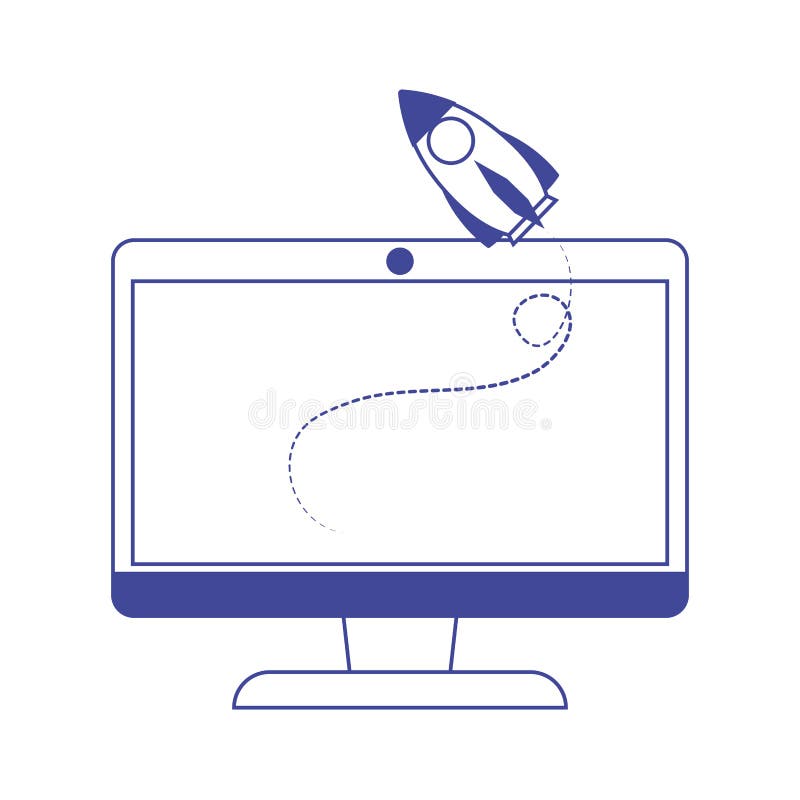 Creativity Computer Monitor Rocket Innovation Isolated Icon Design ...