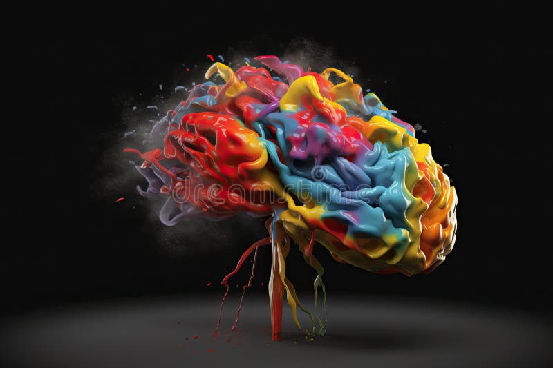 Creativity Concept with a Brain in Colors - Generative AI Stock ...