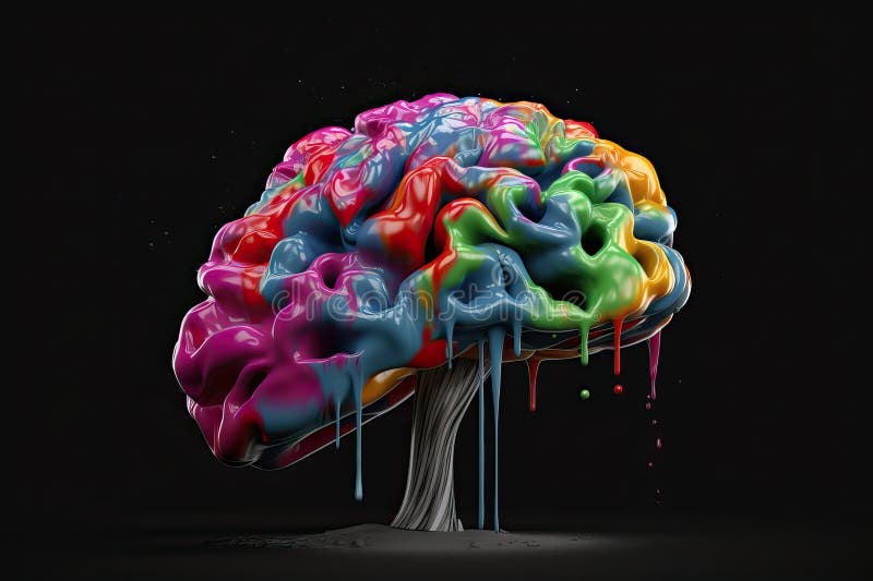 Creativity Concept with a Brain in Colors - Generative AI Stock ...