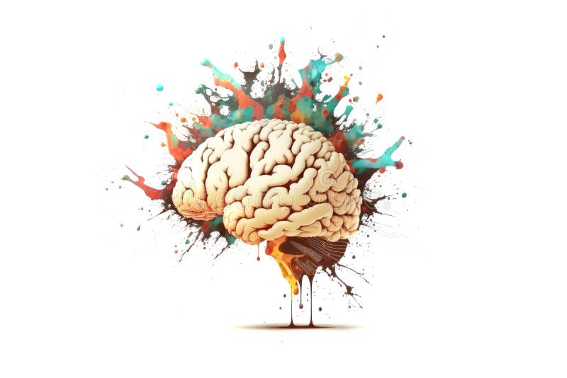 Creativity Concept with a Brain Exploding with Colorful Ideas on a ...