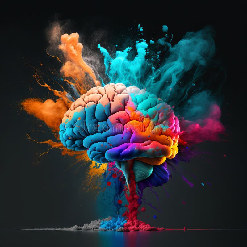 Creativity Concept with a Brain Exploding in Colors, Created by ...